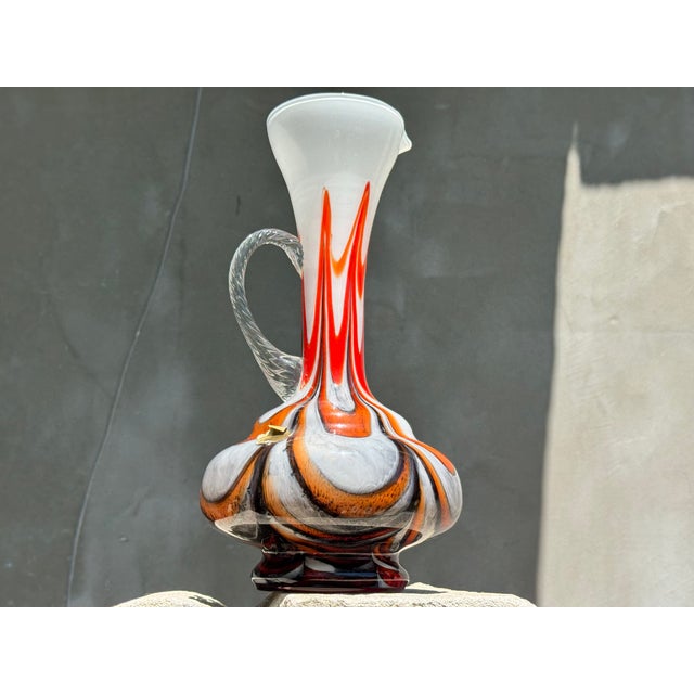 Large Murano Opaline Glass Pitcher Vase by Vetreria Barbieri, Italy ...