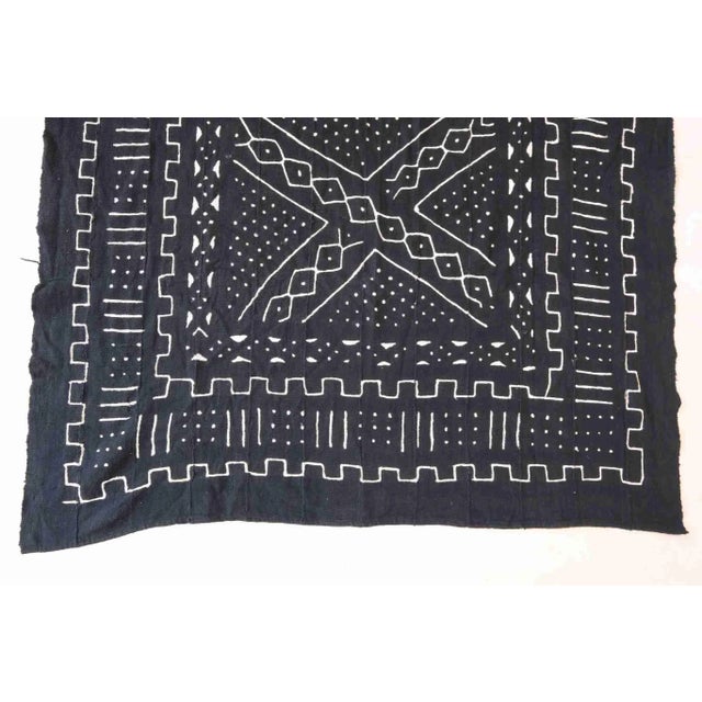 1990s Traditional Black and White Malian Hand-Crafted Mudcloth Textile ...