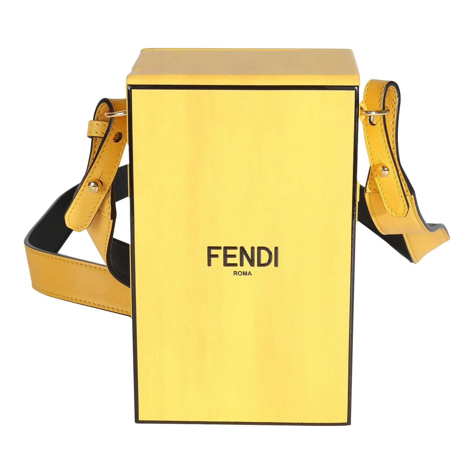 Fendi Yellow Vitello Fluffy Logo Vertical Box Bag | Chairish