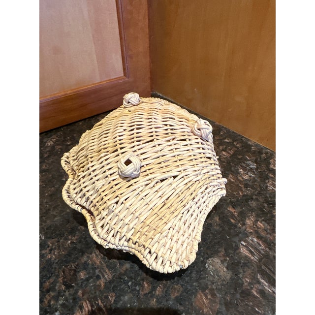 Contemporary Wicker Clam Basket | Chairish