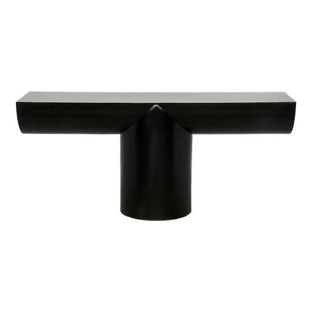 T-Shaped Console Table, Black Metal | Chairish