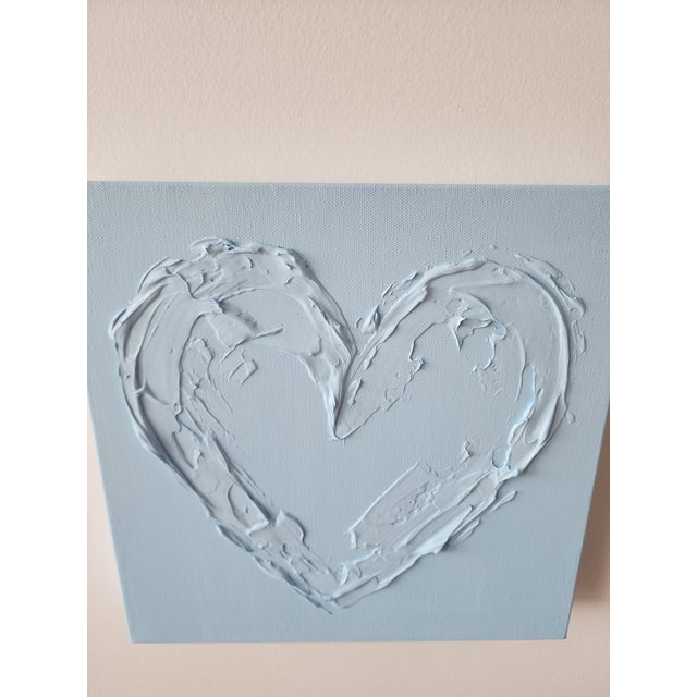 Modern Light Blue Abstract Heart Acrylic Painting | Chairish