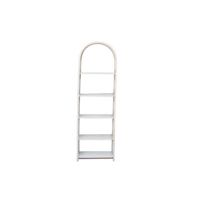 Arched White Wicker Etagere Chairish