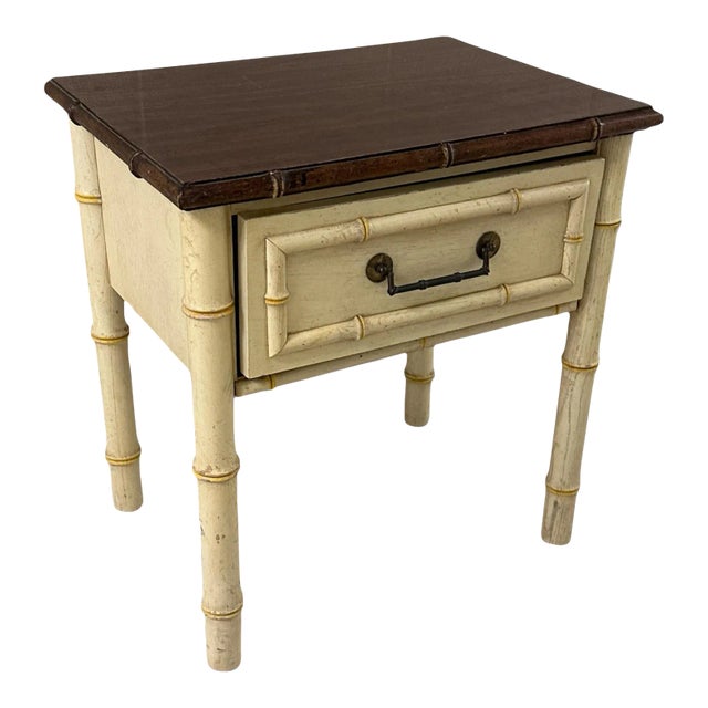 American Thomasville Ivory Faux Bamboo Nightstand Chairish