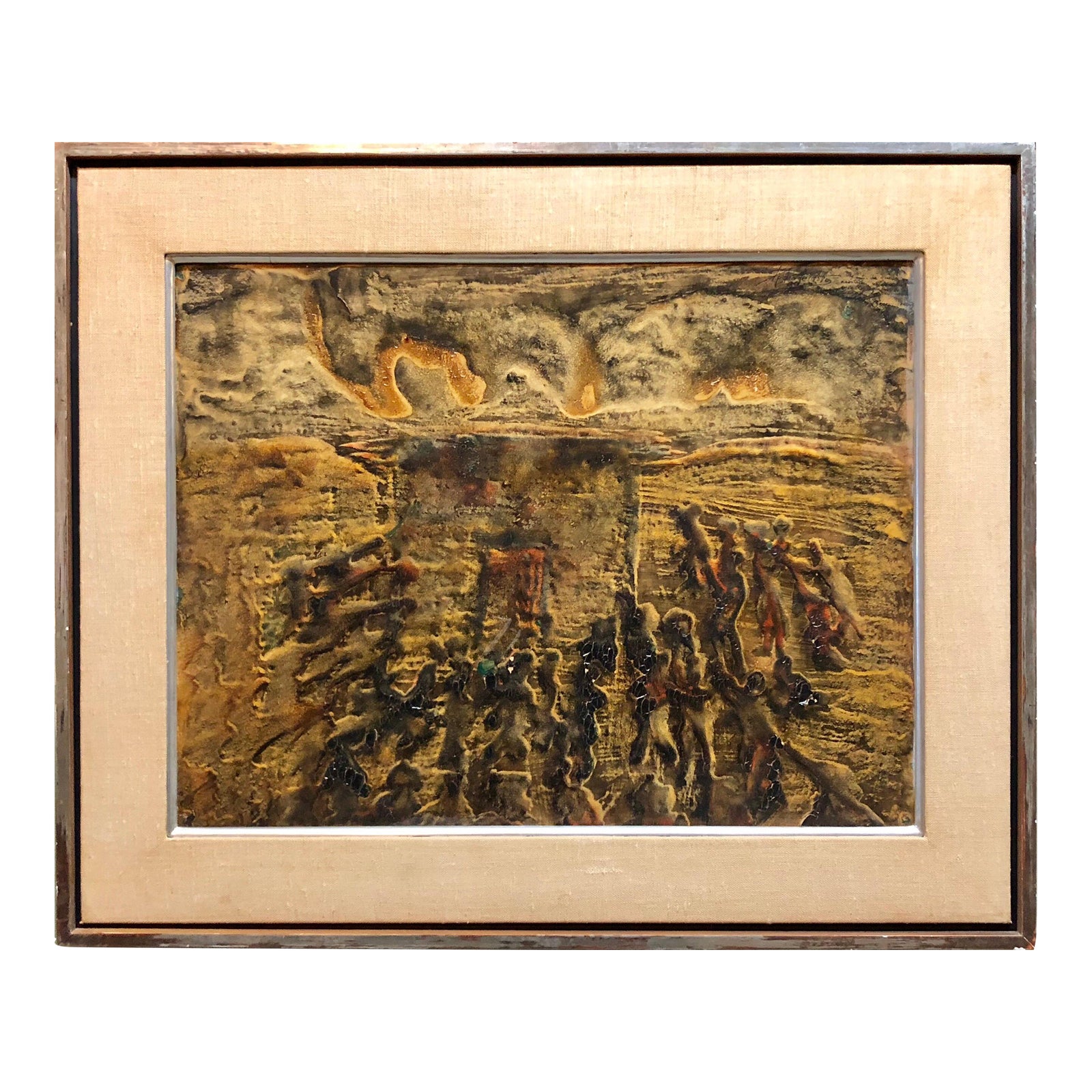 Signed Castro Abstract Expressionist 1960s Latin American Oil Painting ...