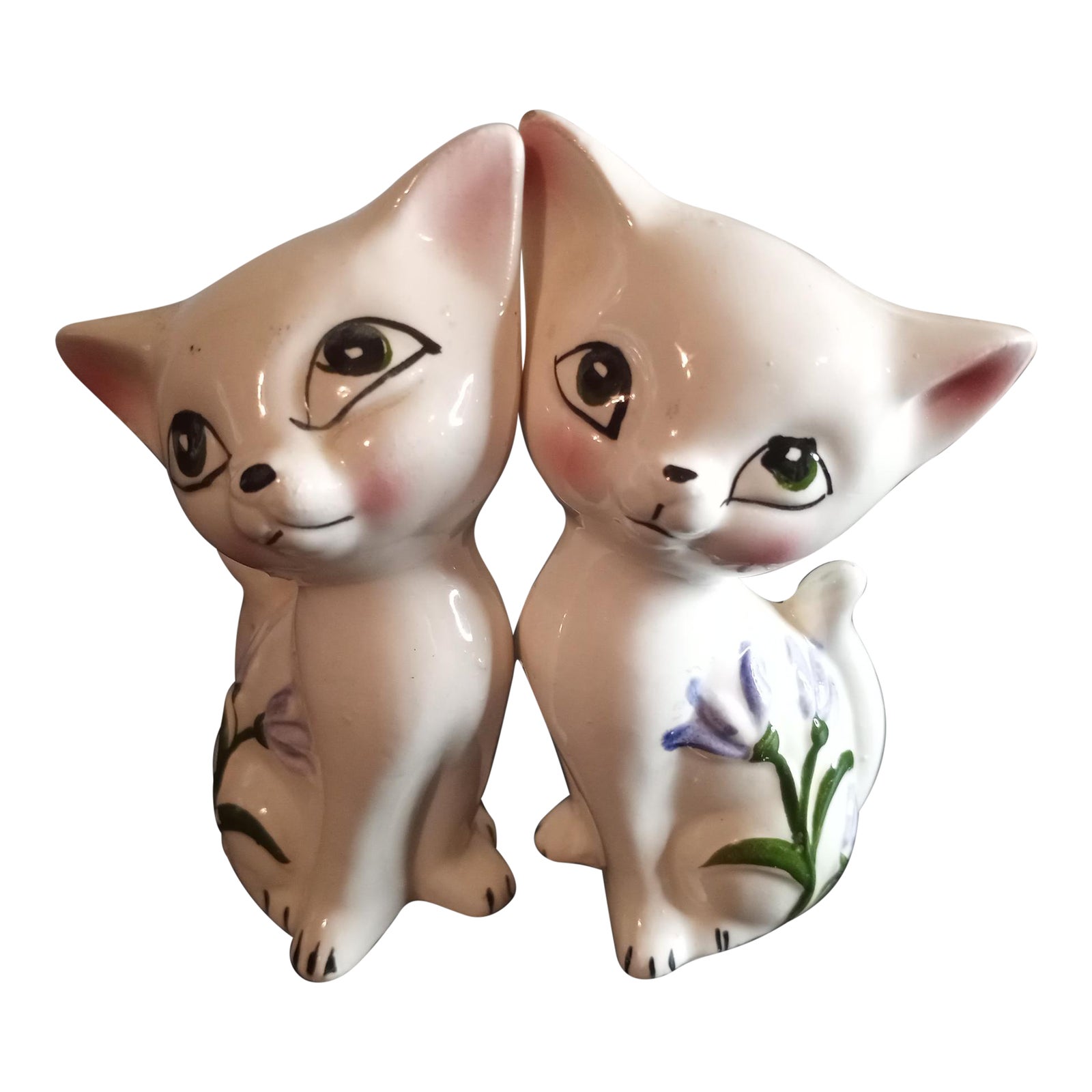 1980s Porcelain Kitty Cat Salt & Pepper Shakers- a Pair | Chairish