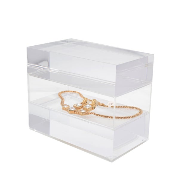 Jewelry Box in Clear Lucite w/ Transparent Center Piece | Chairish