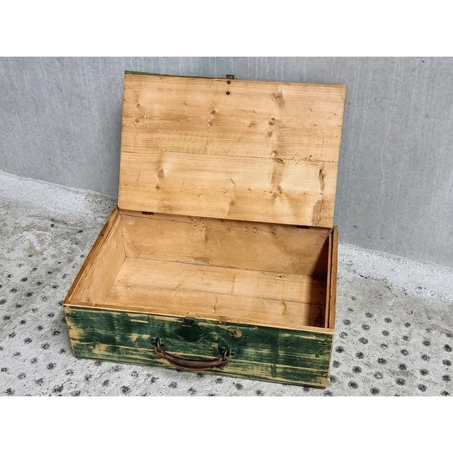 Vintage Green Wooden Trunk, 1950s | Chairish