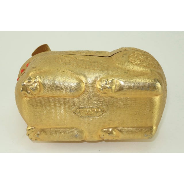Saks Fifth Avenue Italian Gilt Metal Foo Dog Box | Chairish