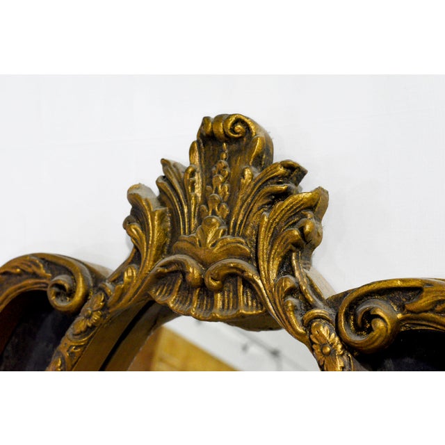 Vintage French Rococo Decorative Gold Oval Wall Mirror | Chairish