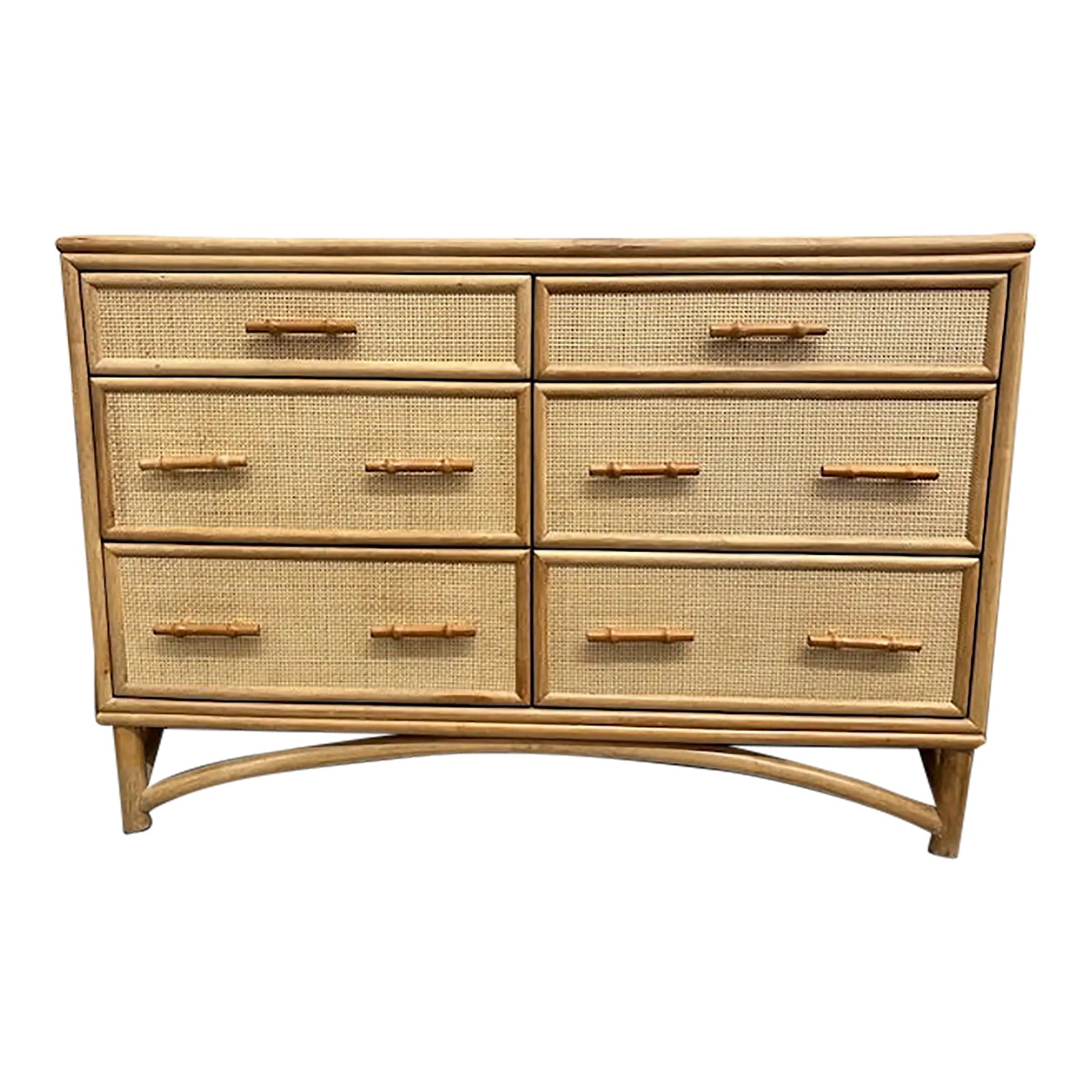 Vintage Rattan Cane Chest With Faux Bamboo Pulls | Chairish