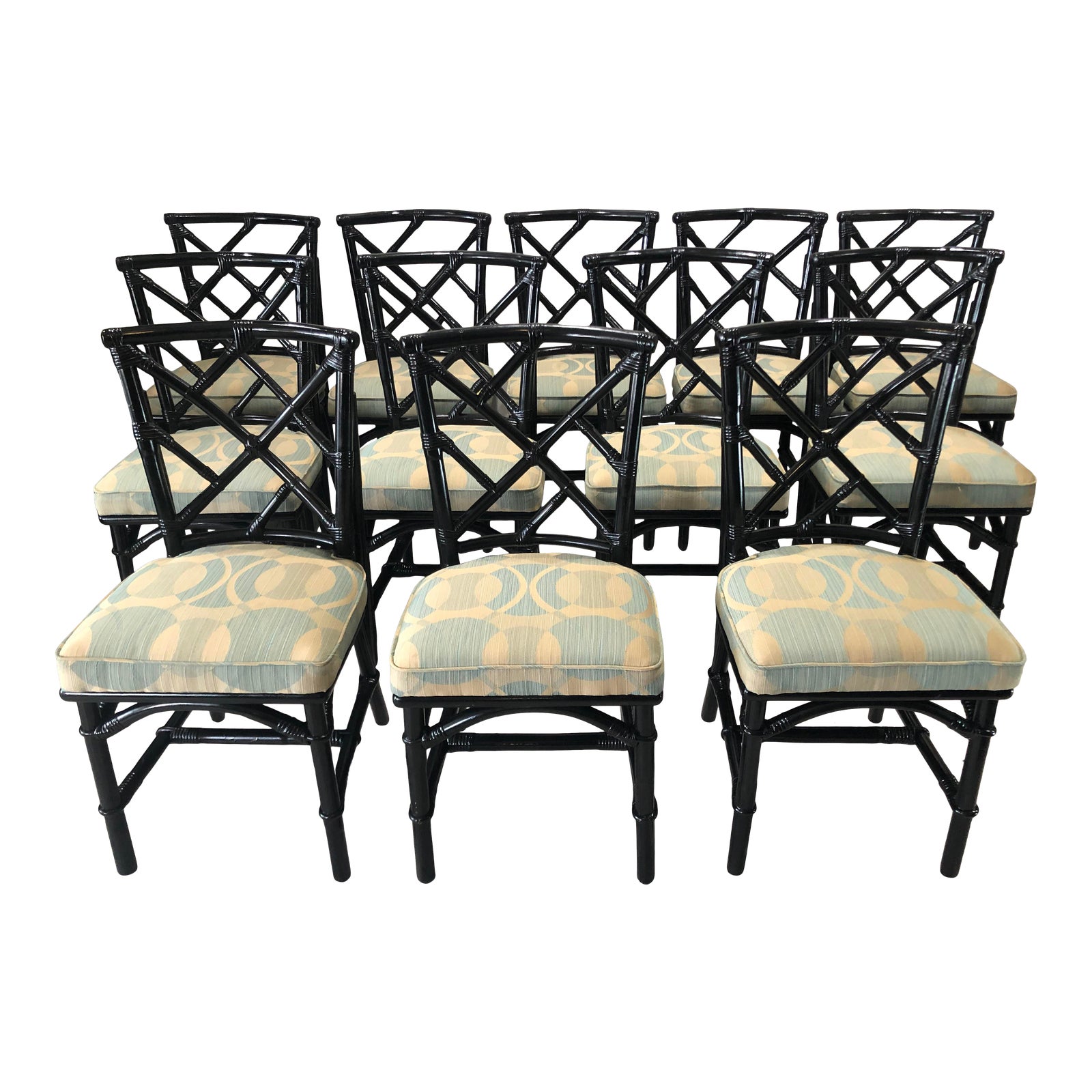Mid 20th Century Ficks Reed Attributed Black Lacquered Bamboo Dining ...