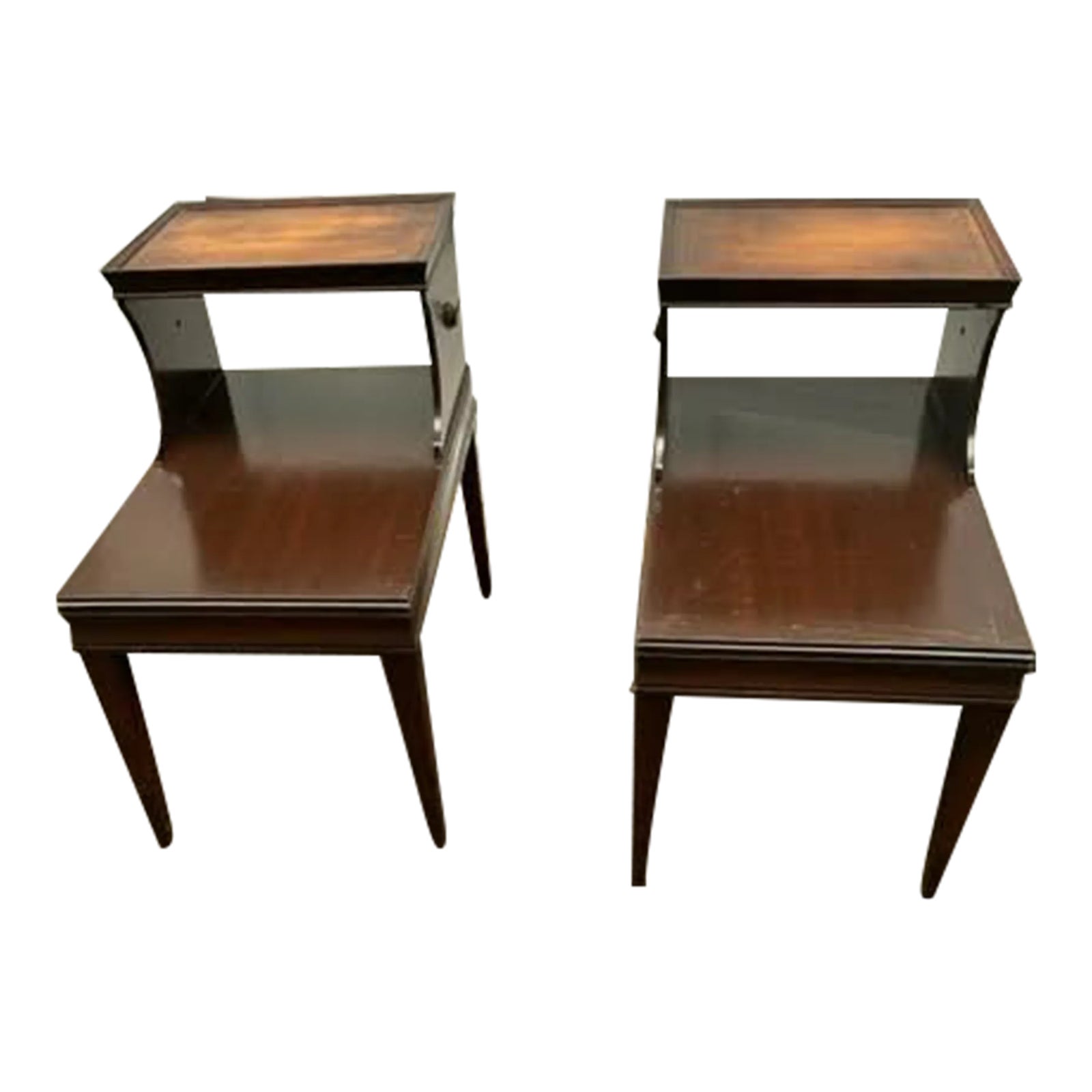 Pair of Vintage Stickley End Tables Lion Brass Hardware | Chairish