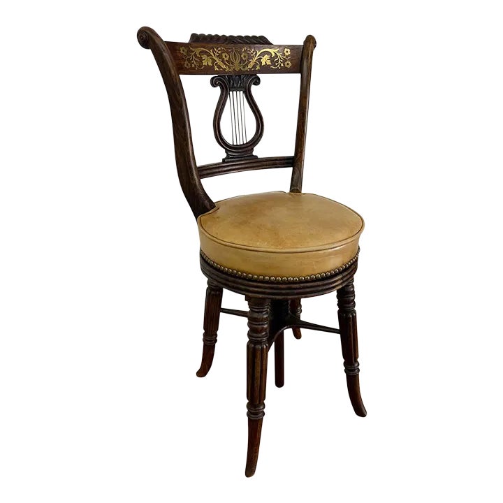 Antique Orchestra Chair With Lyre Back | Chairish