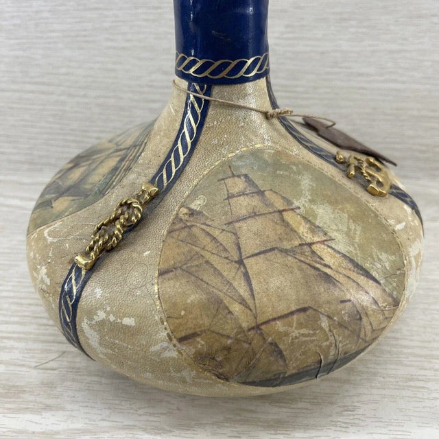 Vintage Italian Leather Over Glass Nautical Boat Theme Bar Decanter ...