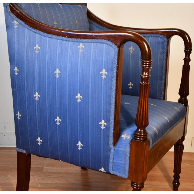 1910s Antique English Hepplewhite Mahogany Inlaid Spring-Seat Living ...