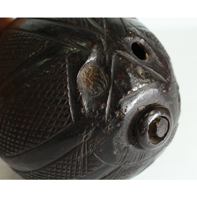 Early 1800's Carved Coconut Shell Vessel Sailor's Art | Chairish
