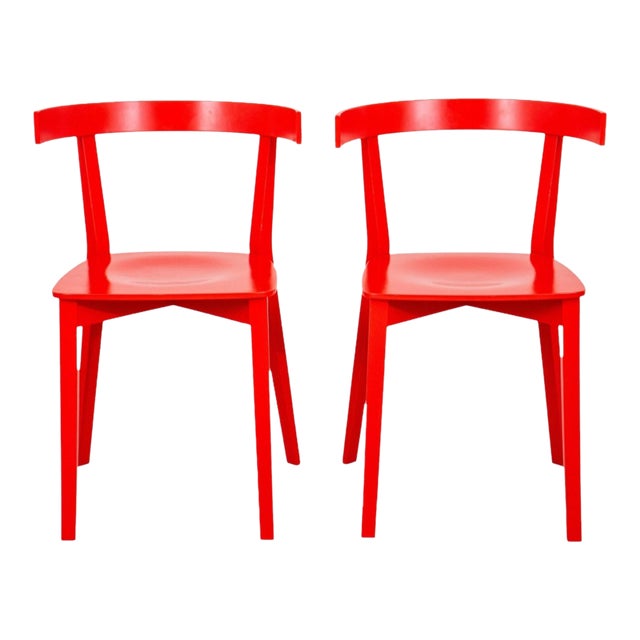 Scandinavian Modern Red Side Chairs, 2 | Chairish
