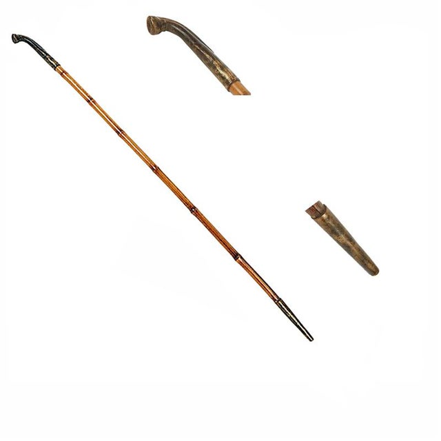 Late 19th Century Japanese Bamboo and Brass Kiseru Pipe | Chairish