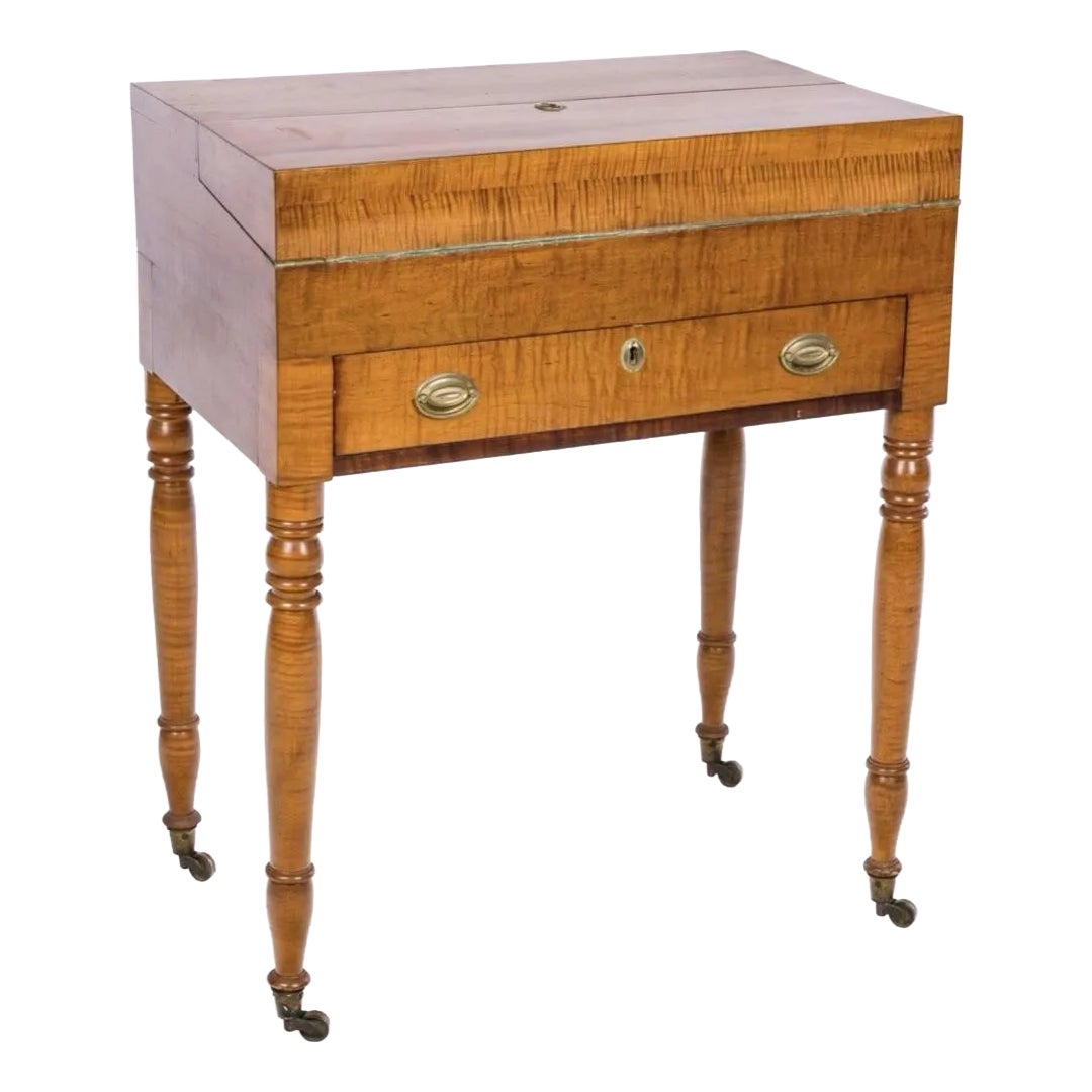 19th Century Federal Tiger Maple Desk | Chairish
