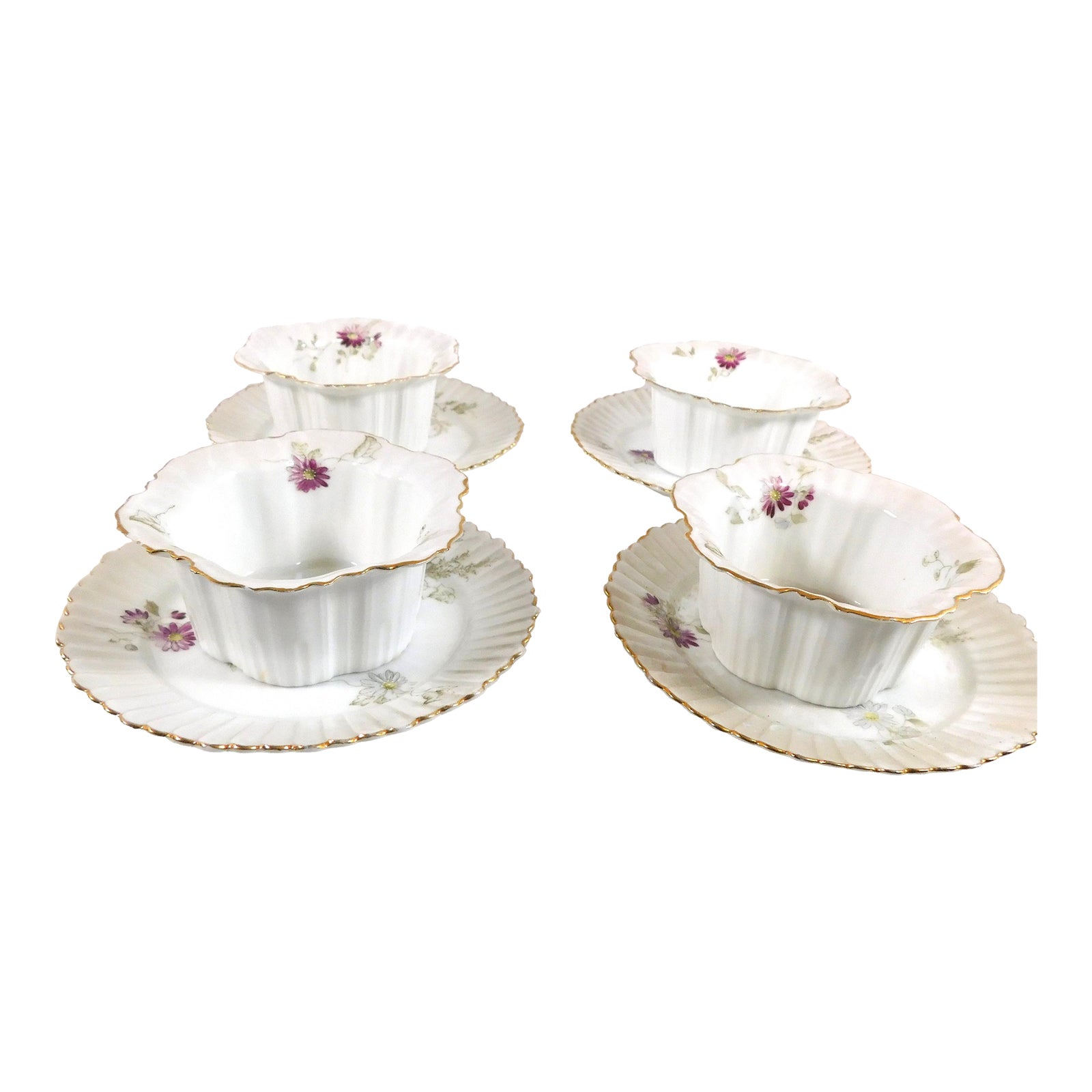 1930s Rosenthal Hand Painted Ramekin Dishes With Underplates - Set of 4 ...