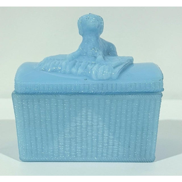 Late 19th Century Blue Milk Glass Dresser Box | Chairish