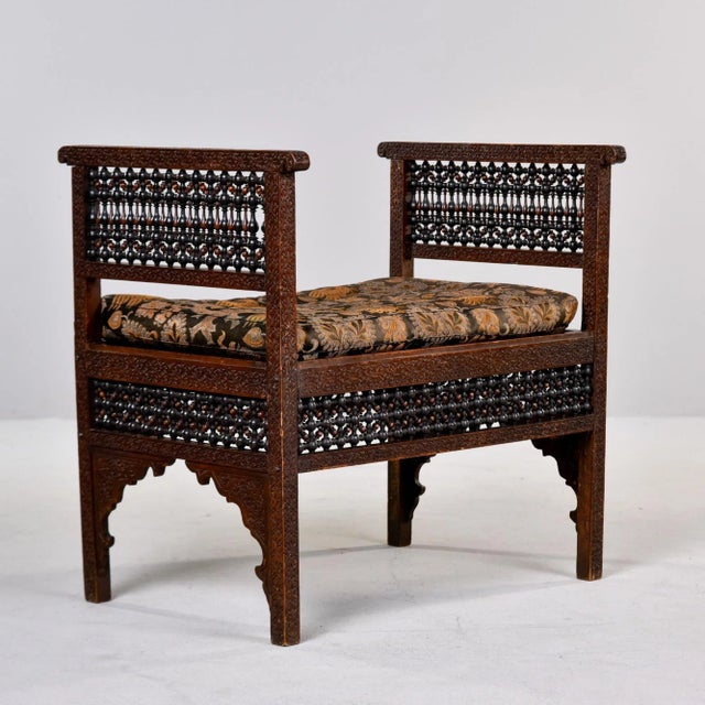 Early 20th Century Heavily Carved Teak Moorish Bench With Tall Sides ...