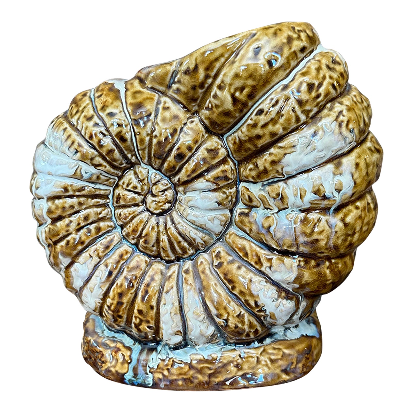 Vintage 1960s Ammonite Nautilus Seashell Ceramic Pottery Vase Vessel ...