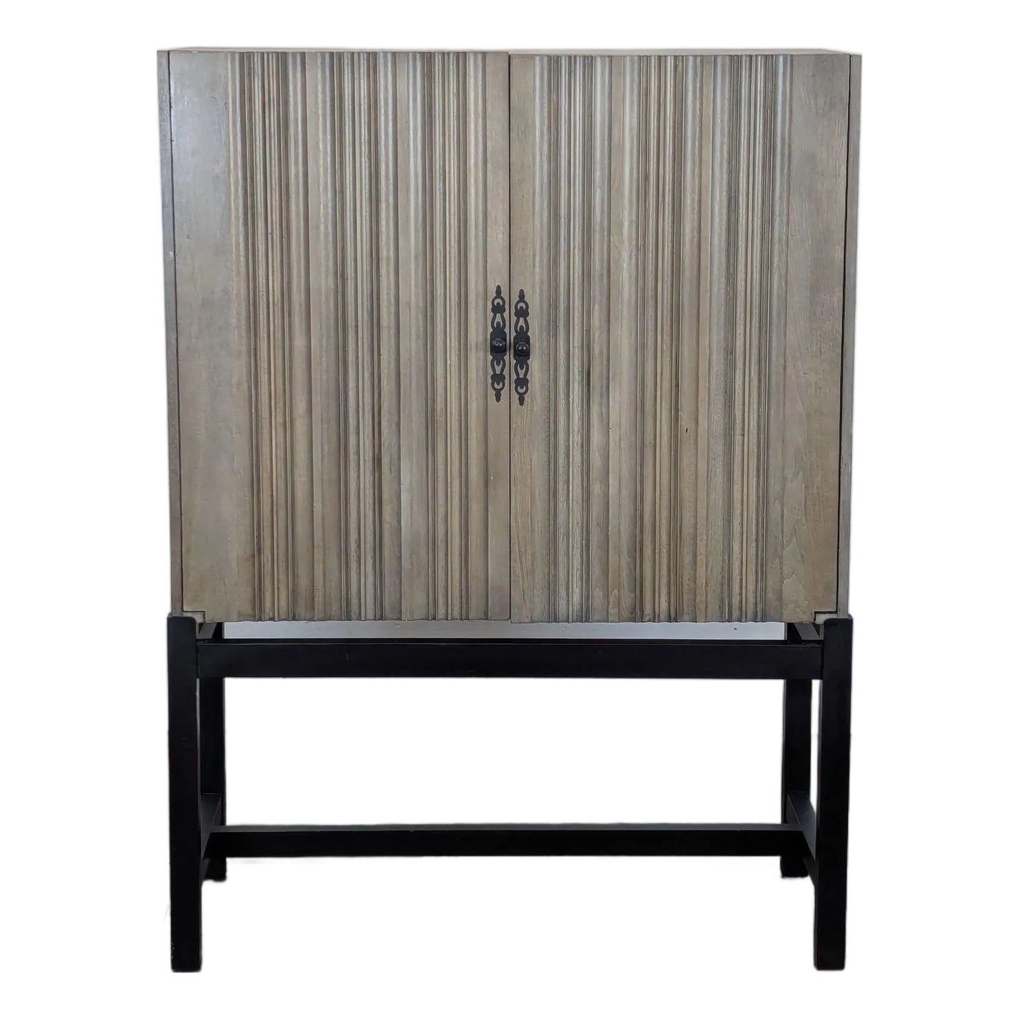 Wood Cabinet on Metal Base | Chairish