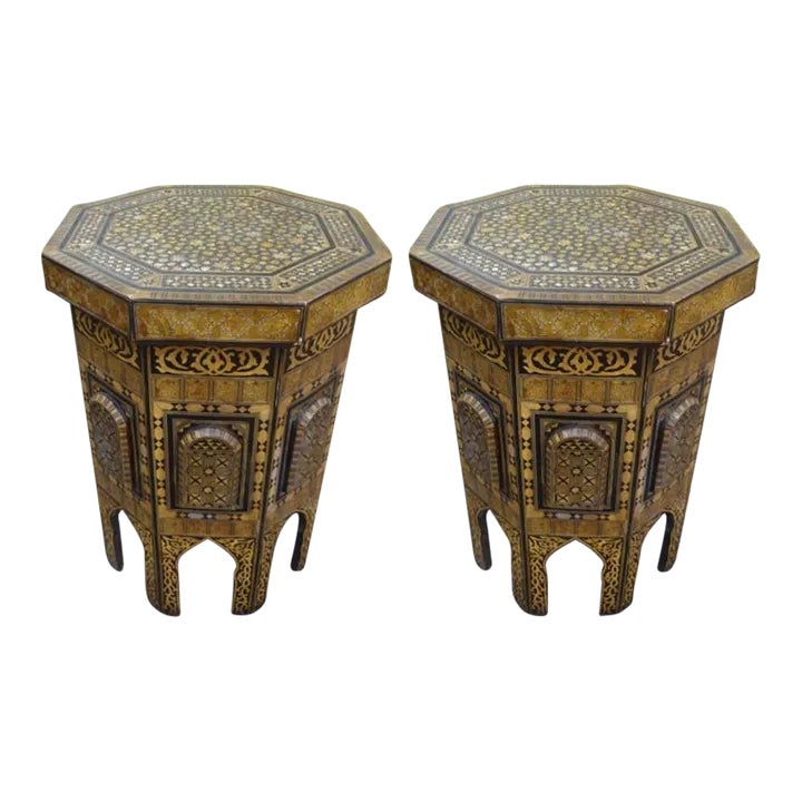 Pair of Middle Eastern Moorish Style Tables | Chairish
