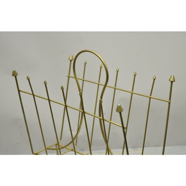 Vintage Mid Century Modern Atomic Era Metal Wire Gold Magazine Rack ...