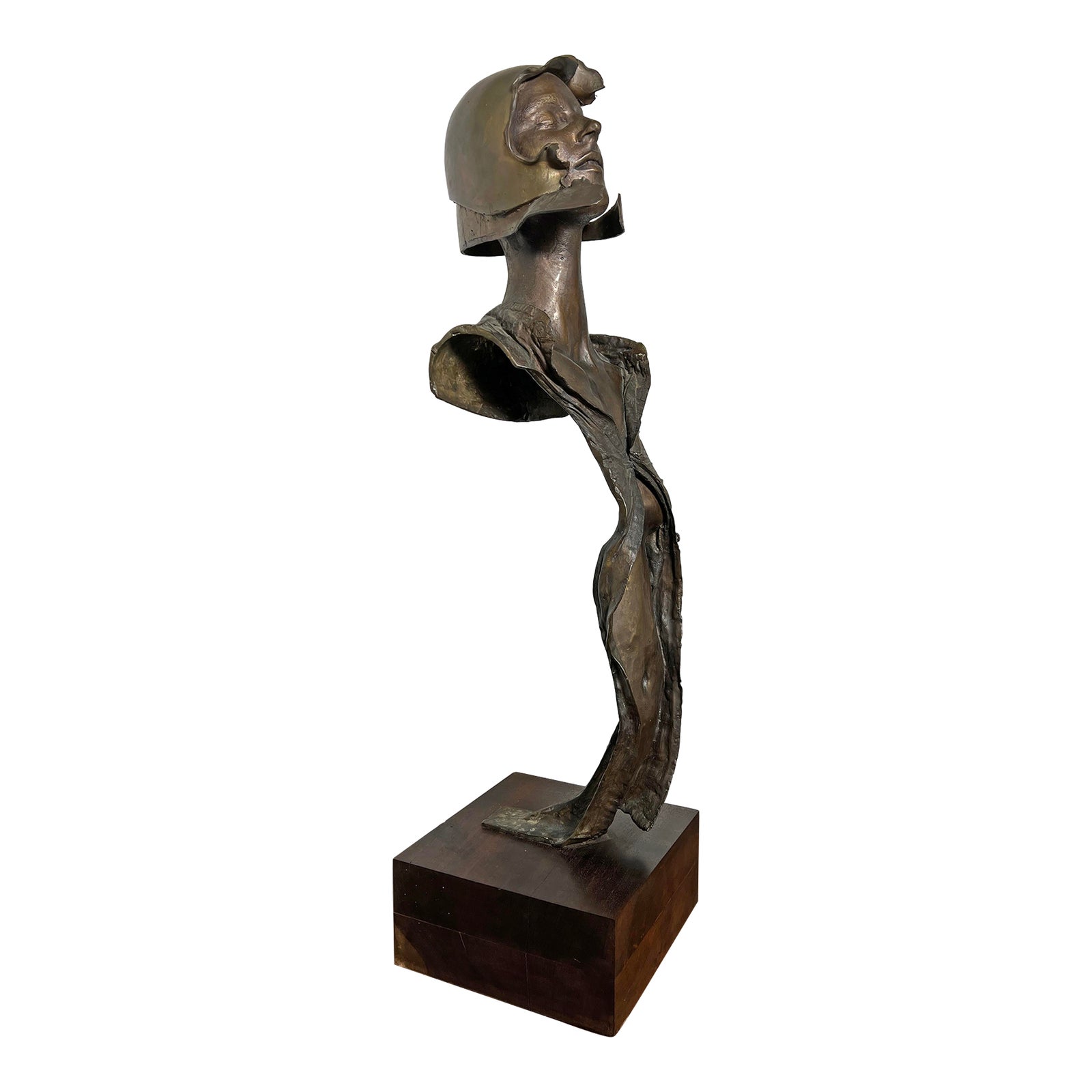 D. 1987 William Ludwig Bronze Figural Sculpture of a Warrior | Chairish