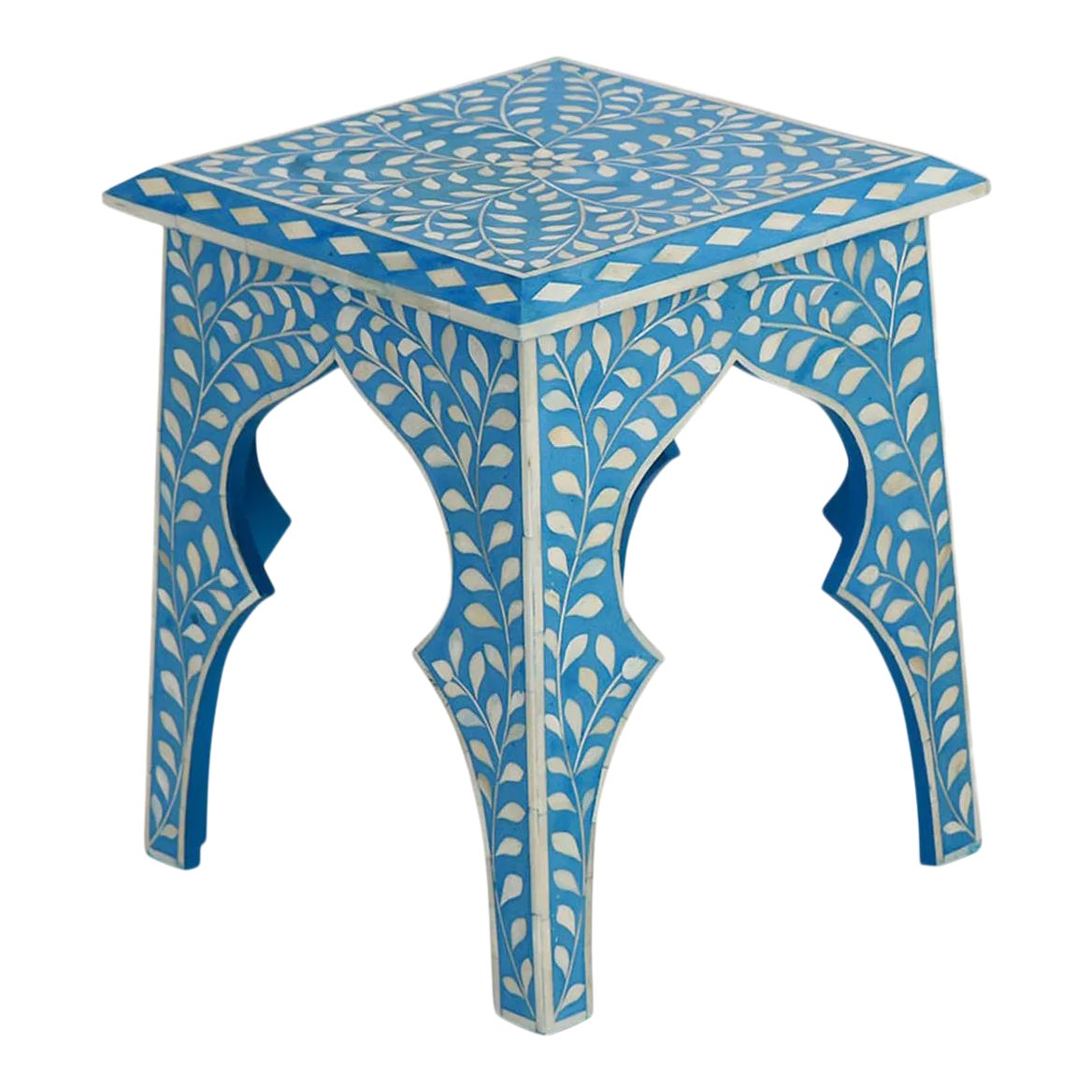 Blue Bone Inlay Side Table | Chairish