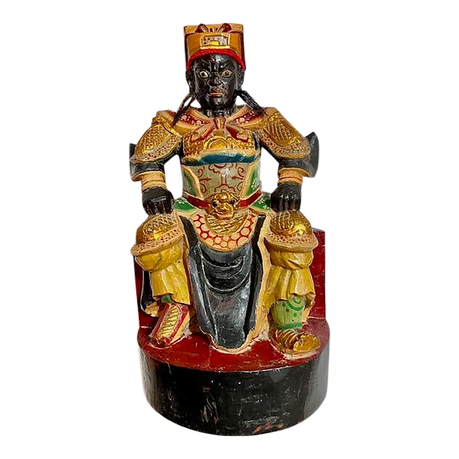 Gilded Chinese Hand-Carved Seated Emperor | Chairish