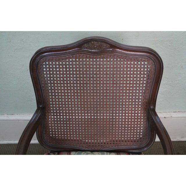 French Louis XV Style Cane Back Arm Chair | Chairish