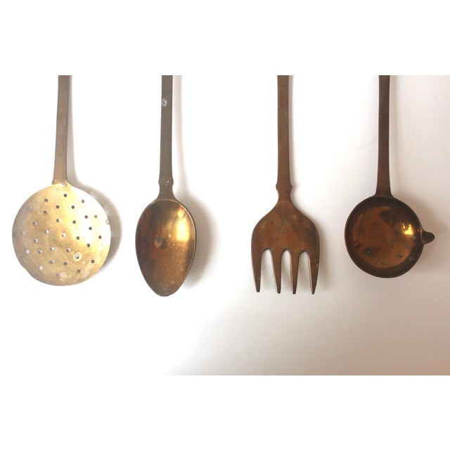 1970s Vintage Brass Utensil Set With Hanger Large Utensils for Cooking ...