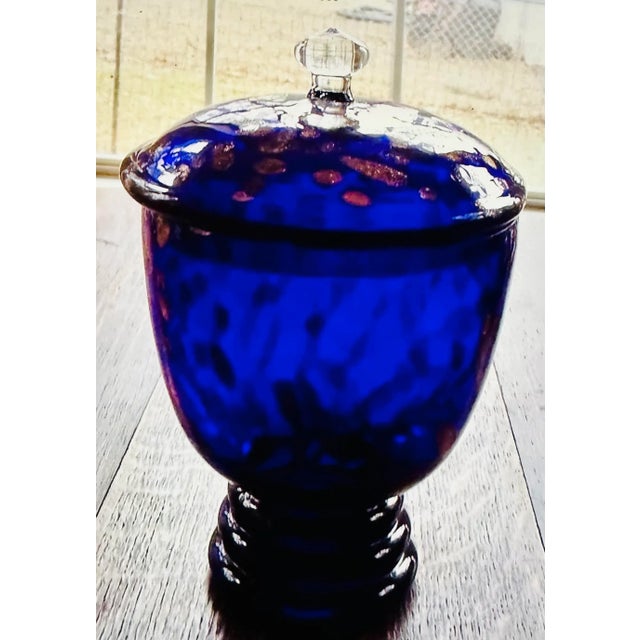 Mid-Twentieth Century Murano Art Glass Covered Compote With Inlaid Gold ...