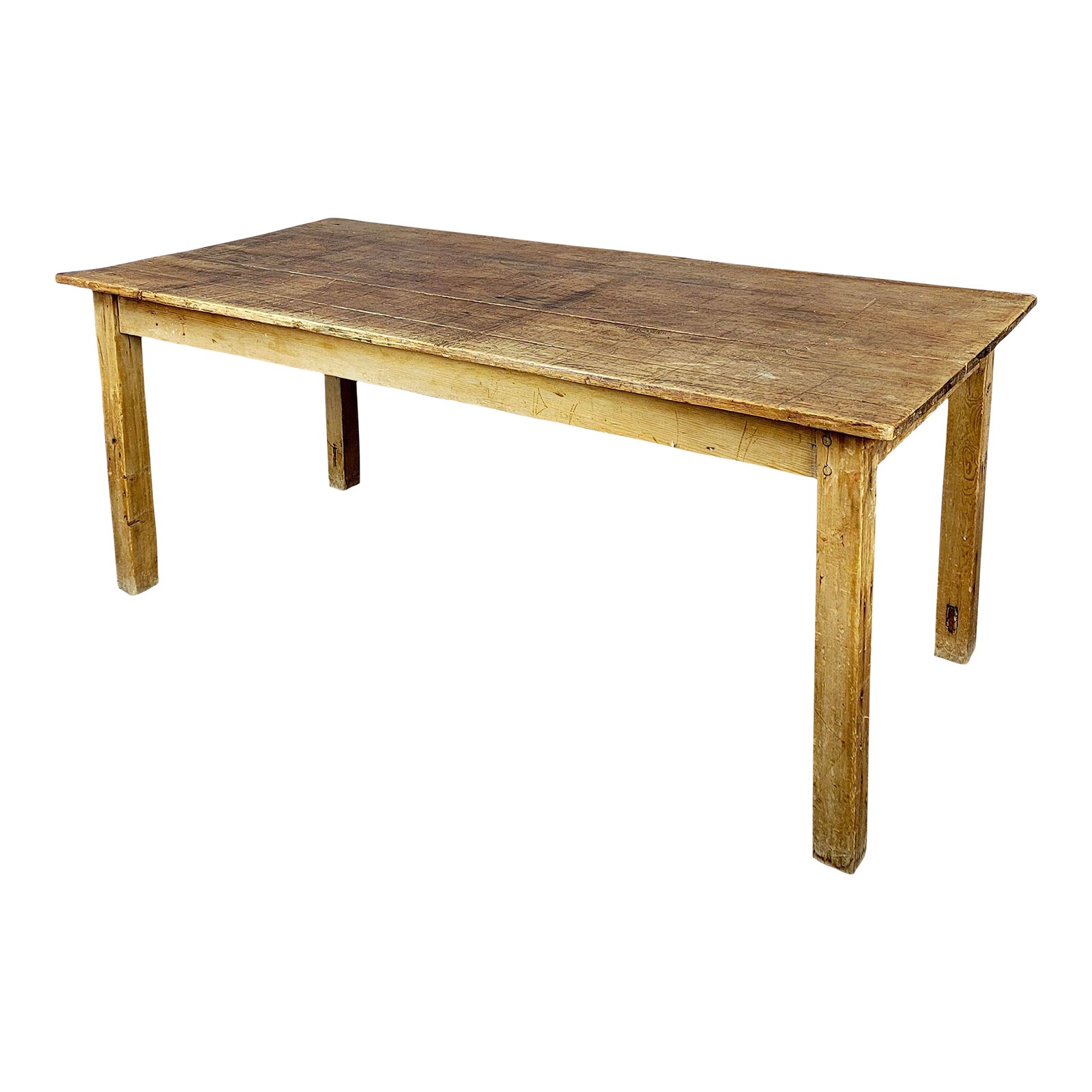 19th Century 75" Primitive Farm Dining Table | Chairish