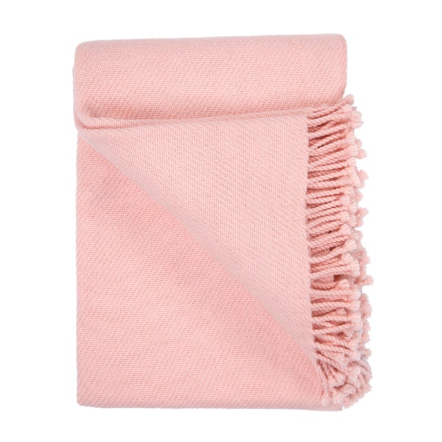Contemporary Bellani Merino Sofa Throw Blanket, Solid Pink Fringe ...