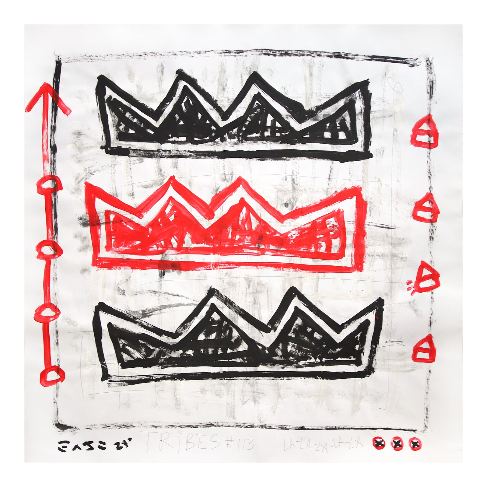Mighty Crowns - Original Red Black Pop Art Painting by Gary John | Chairish