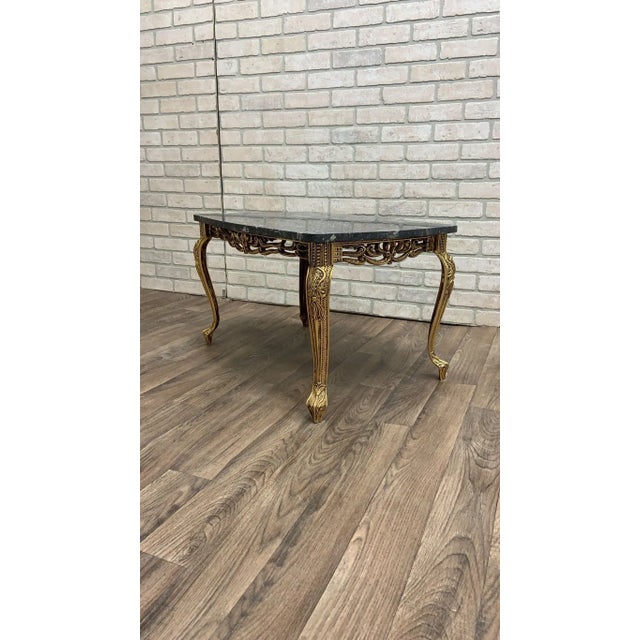 Early 20th Century Vintage French Baroque Style Ornate Gilt-Bronze With Marble Top Coffee Table ...