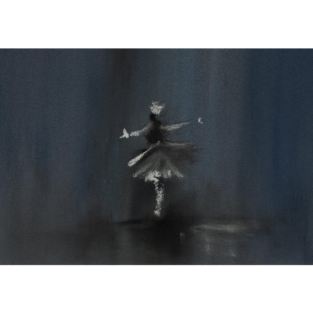 Original Painting of a Ballet Dancer in Dark Grey | Chairish