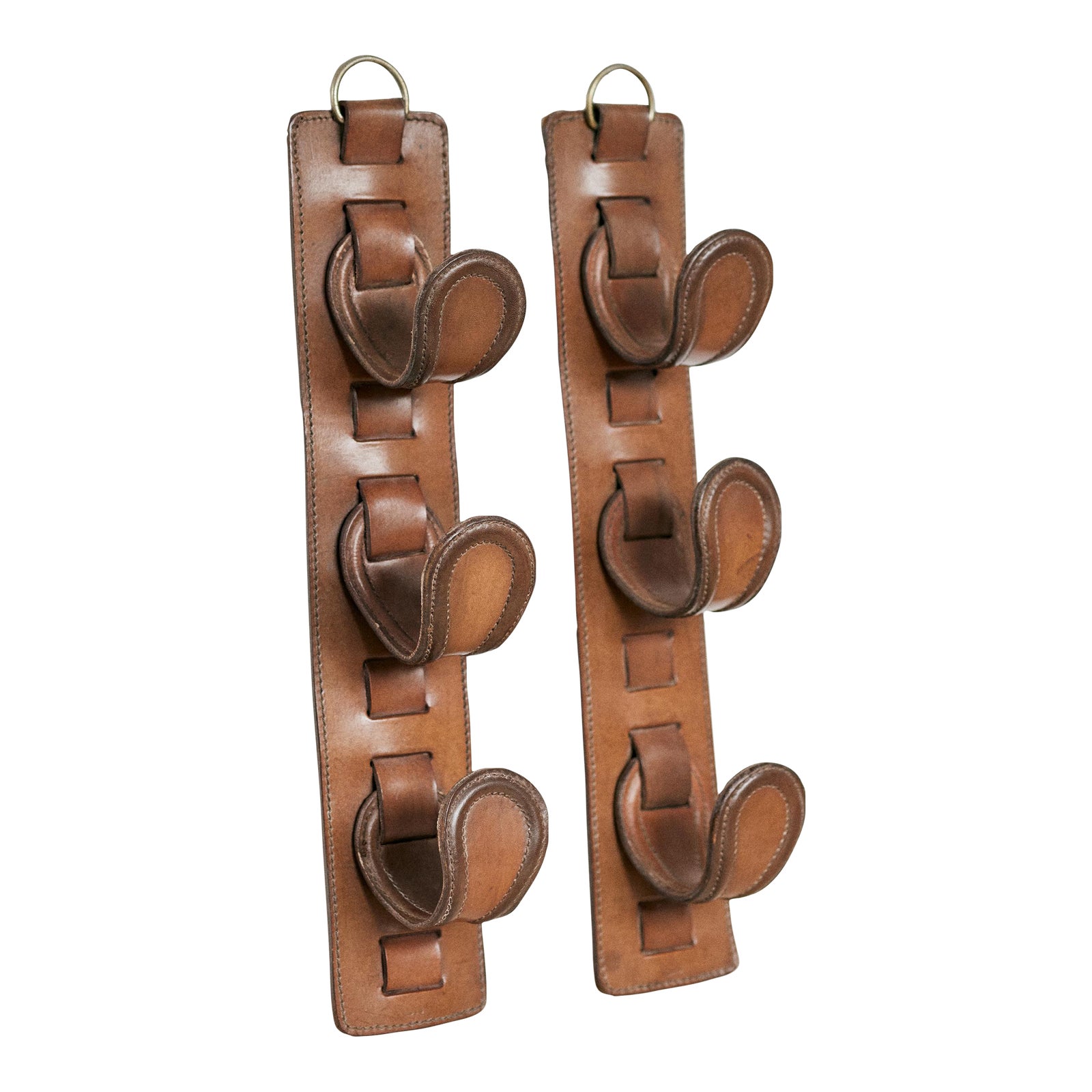 1940s Vintage Leather Wall Hooks - a Pair | Chairish