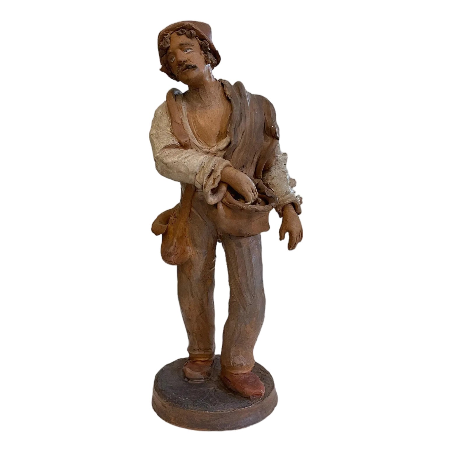 Early 20th Century Terracotta Statue of Sower from Caltagirone | Chairish
