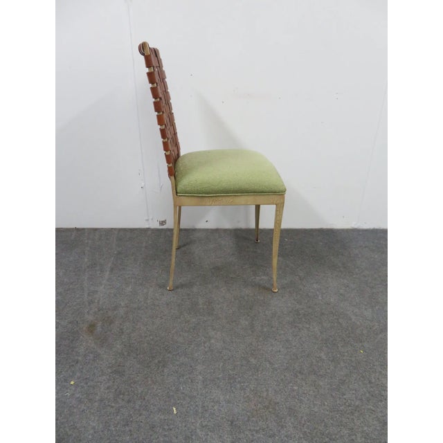 Modern Harden Iron & Leather Side Chair | Chairish