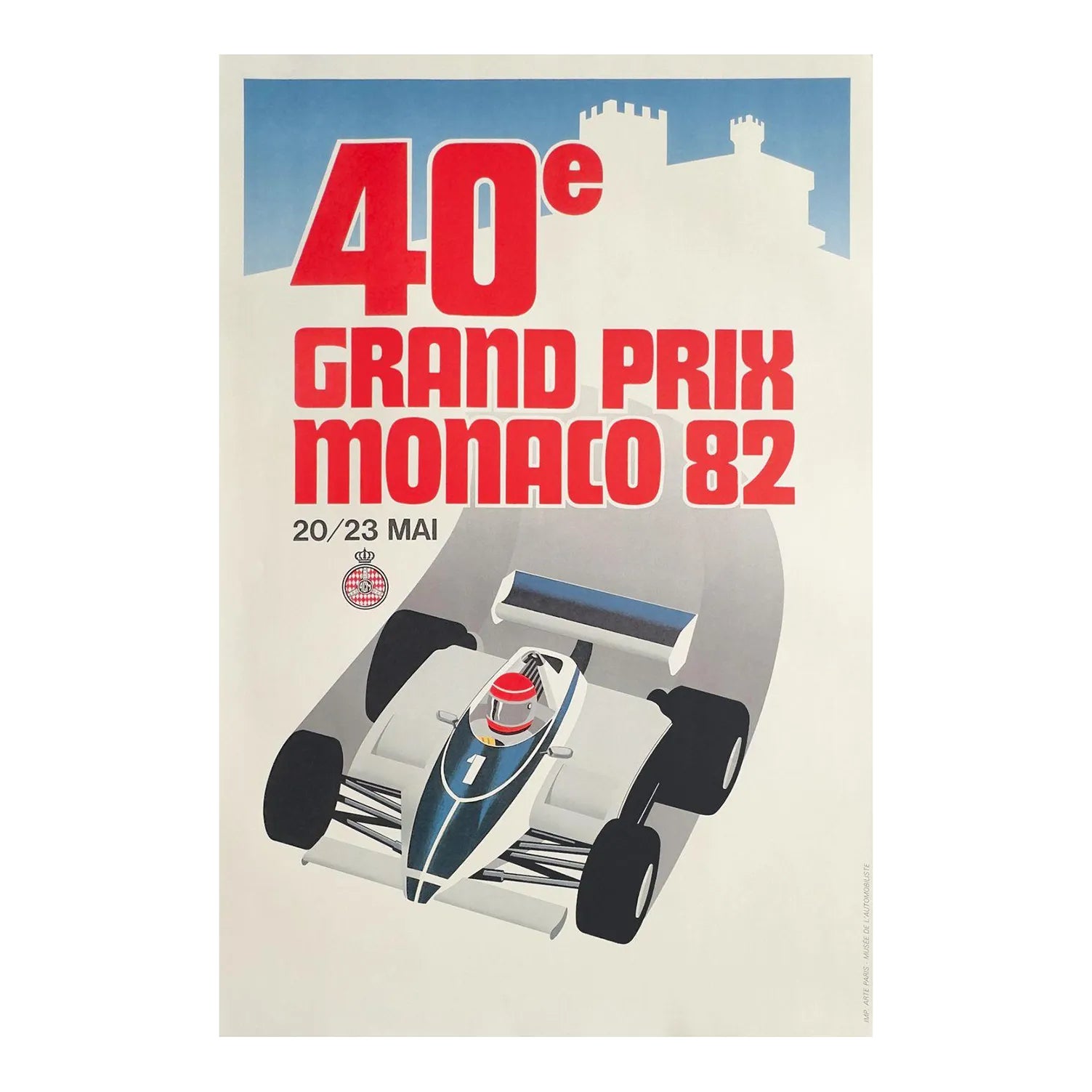 1982 Monaco Grand Prix Automobile Lithograph Poster Reissue | Chairish
