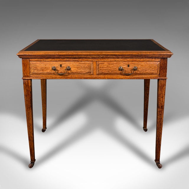 1900s Edwardian Antique Writing Desk, English, Oak, Leather ...