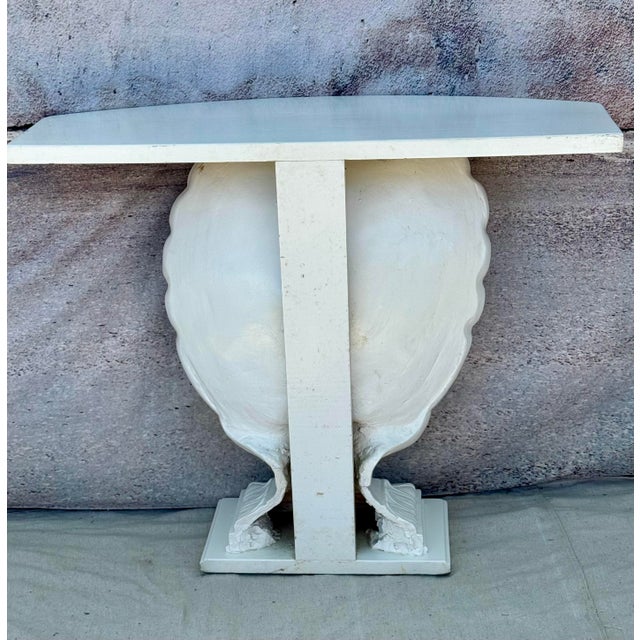 White Shell Form Hollywood Regency Console Table | Chairish