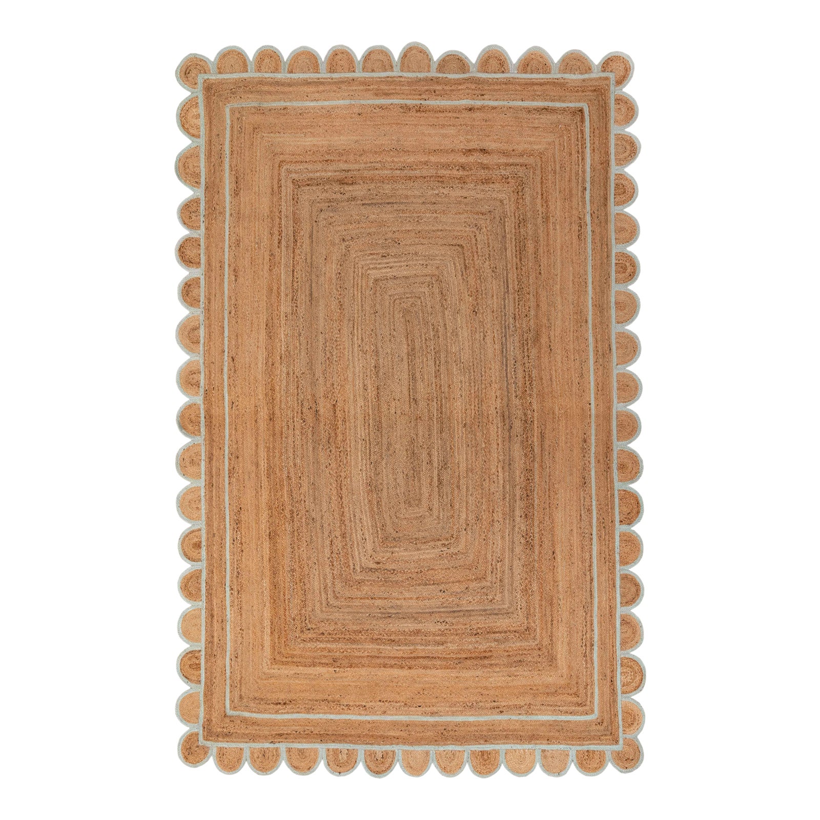 Soft Sea Green Jute Scallop Hand Made Rug - 9'x12' | Chairish