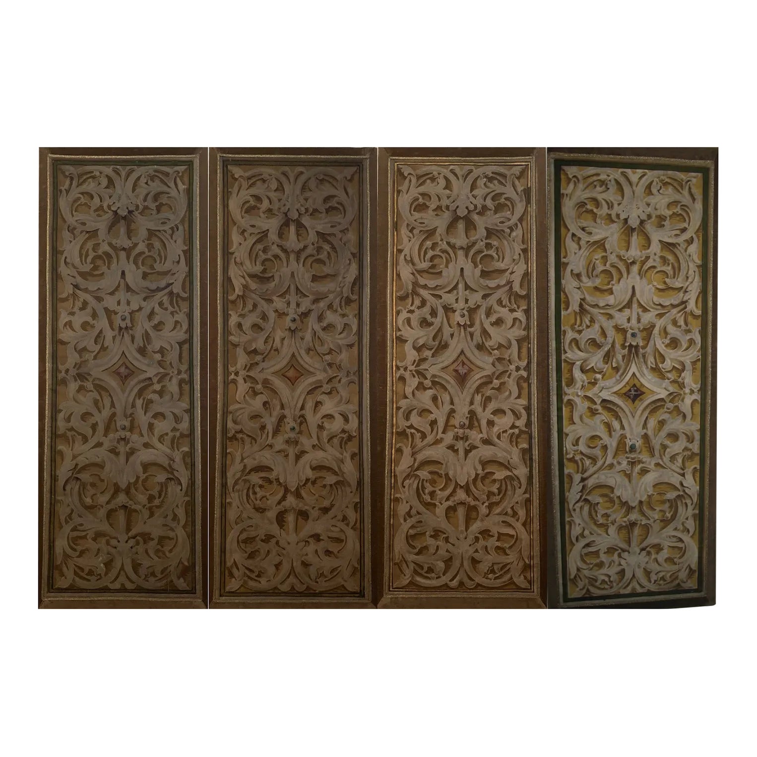 Set of Four Framed 19th Century French Cartouche Wall Hangings | Chairish